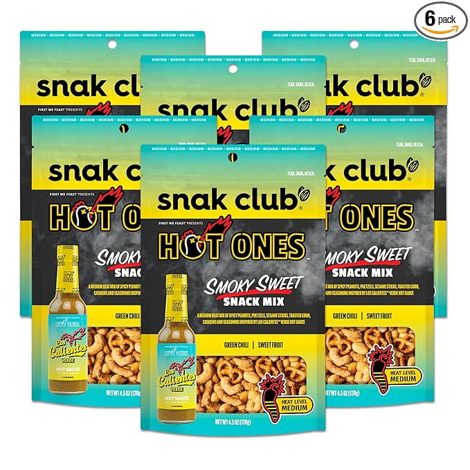 Snak Club x Hot Ones Smoky Sweet Snack Mix, Spicy Snacks with Peanuts ...