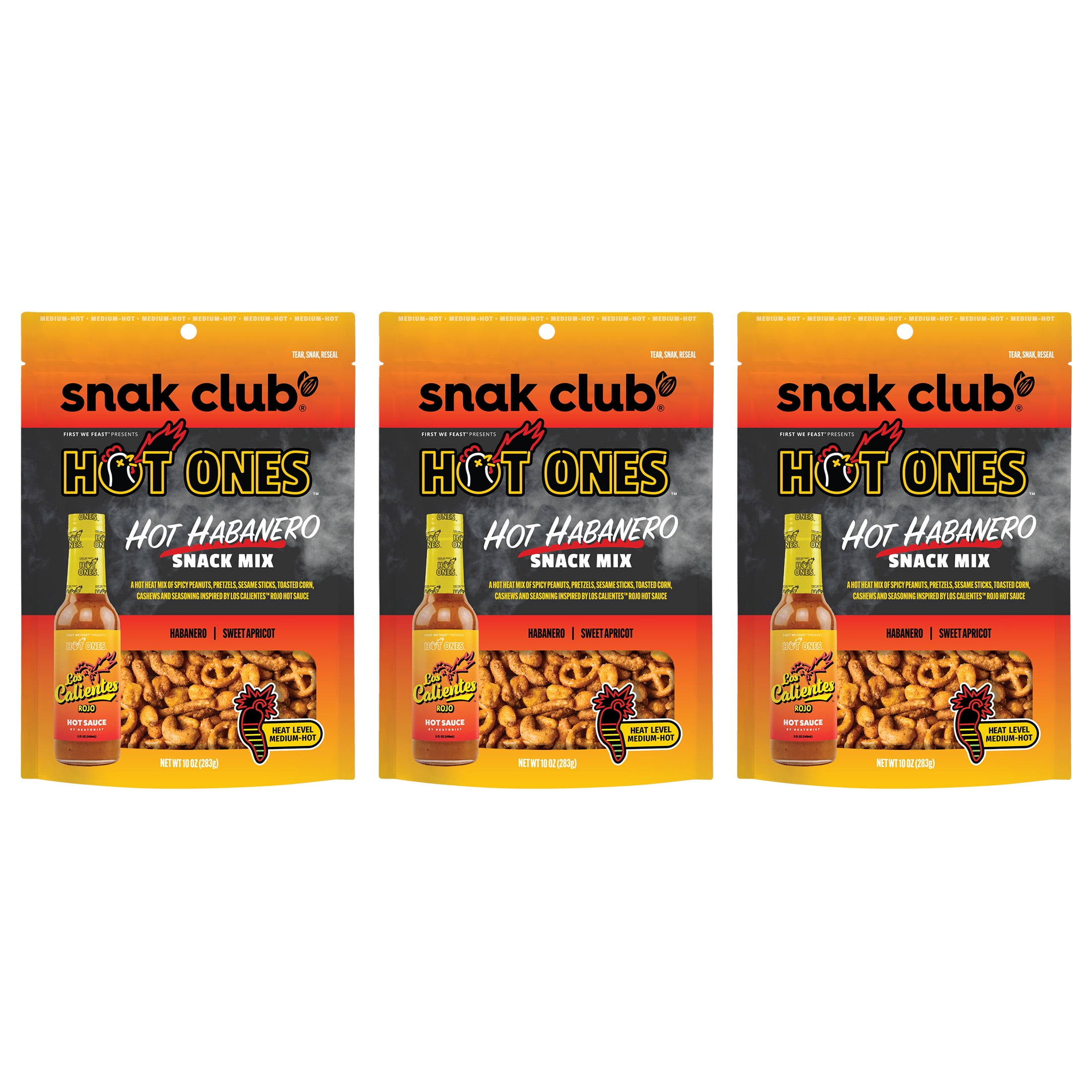 Snak Club x Hot Ones Snack Mix, Hot Habanero, Spicy Snacks with Peanuts ...