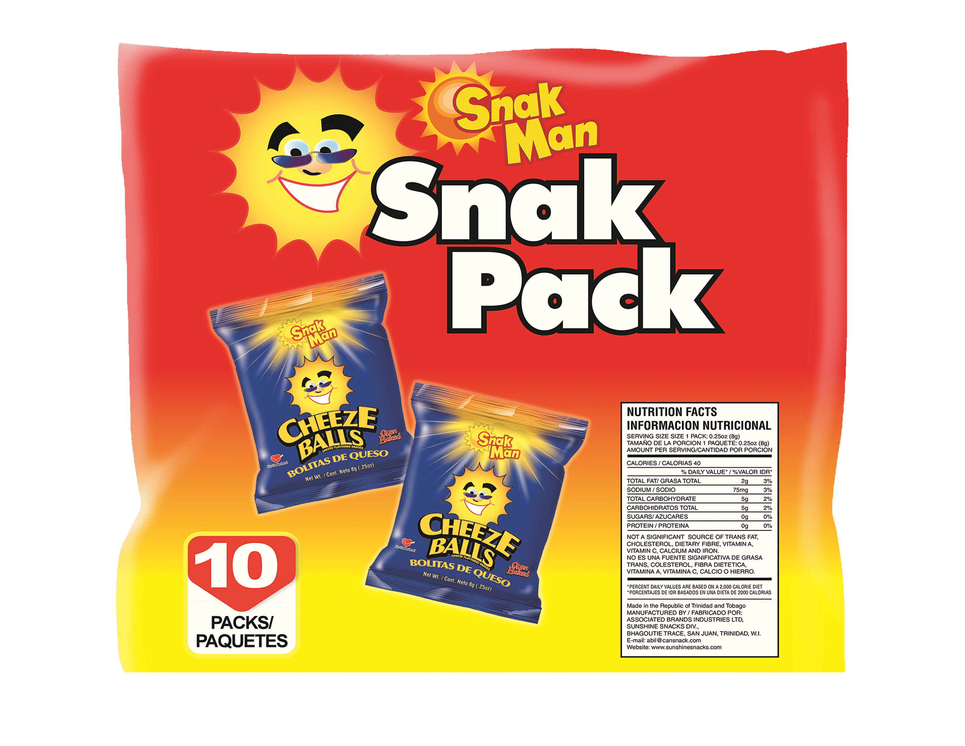Snak Man Individual Cheeze Balls Puffs 10 Ct, Cheese Flavored Snack ...