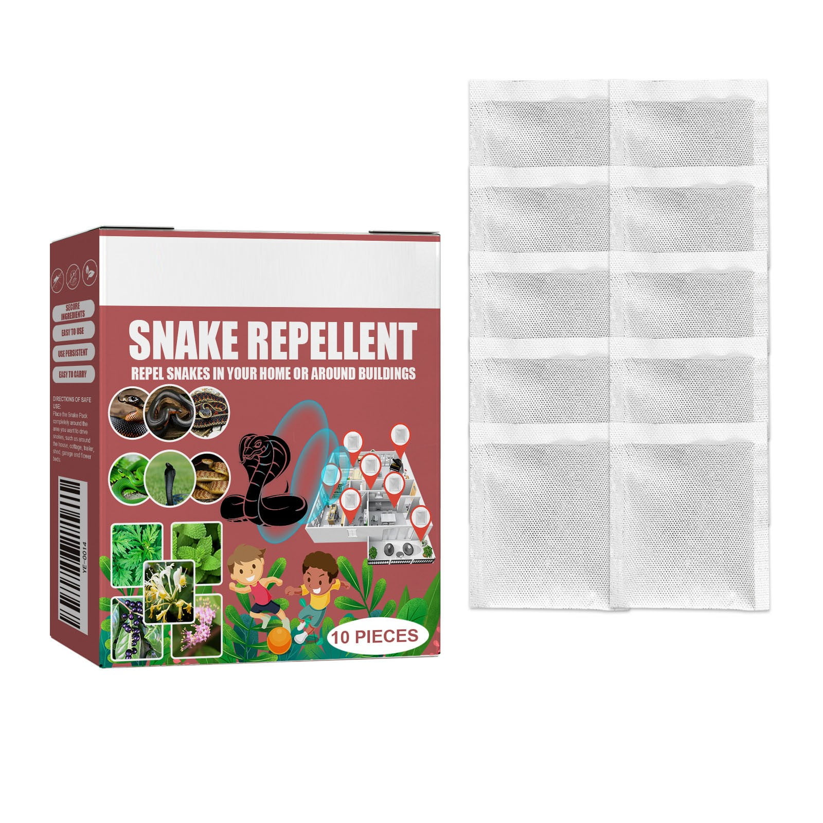 Snake 10Pcs/Set Snake Bag Quick Effect Pet Long-lasting Snake Keep Out ...
