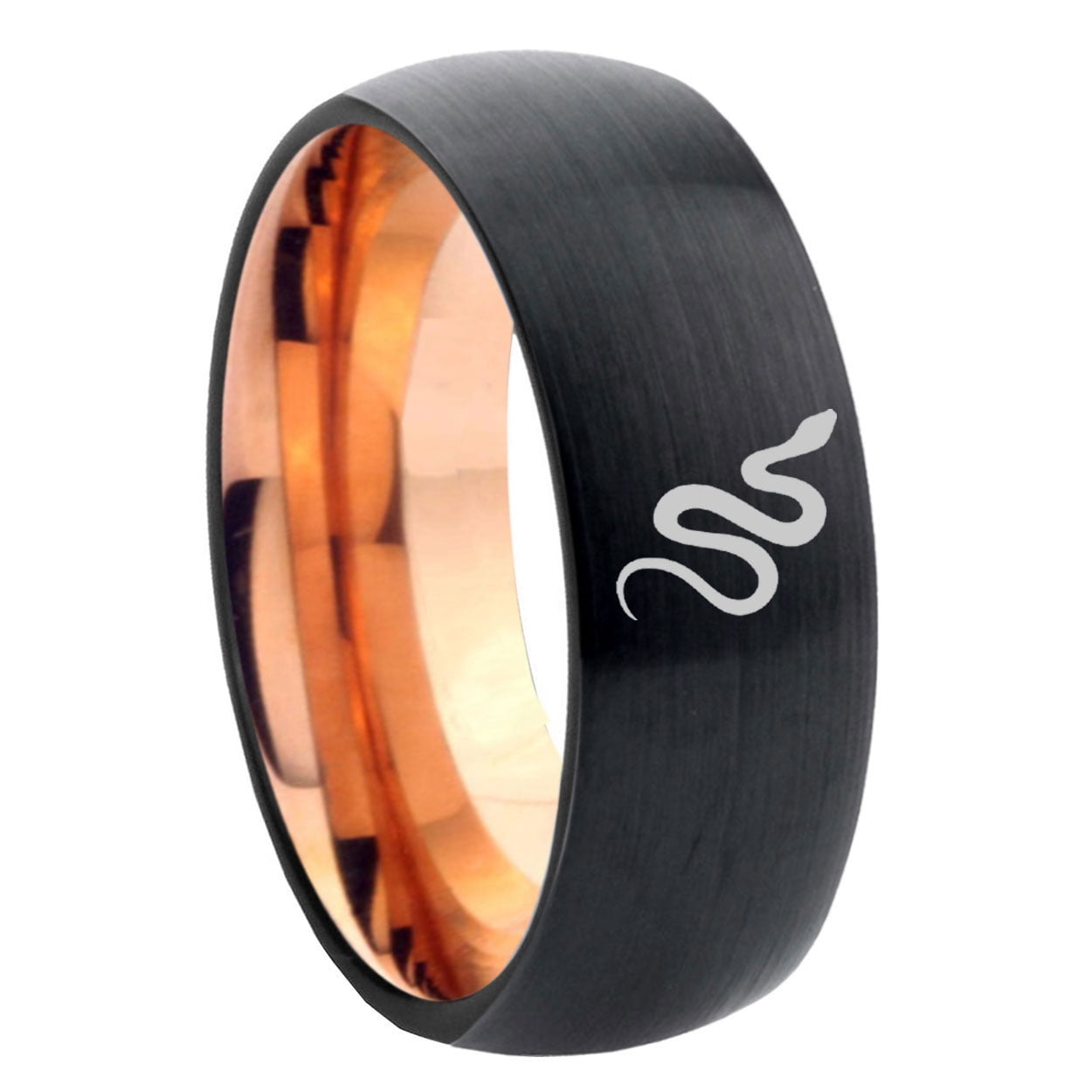 Snake 8MM Dome Black And Rose Gold Tungsten Wedding Ring - Walmart.com