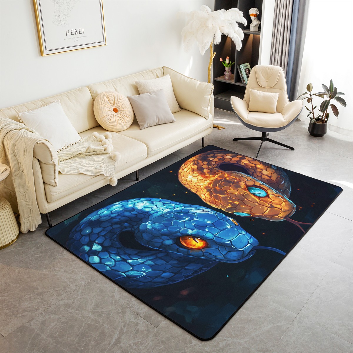 Snake Area Rug 3x5, Reptile Animals Cool Non Shedding Rectangular ...