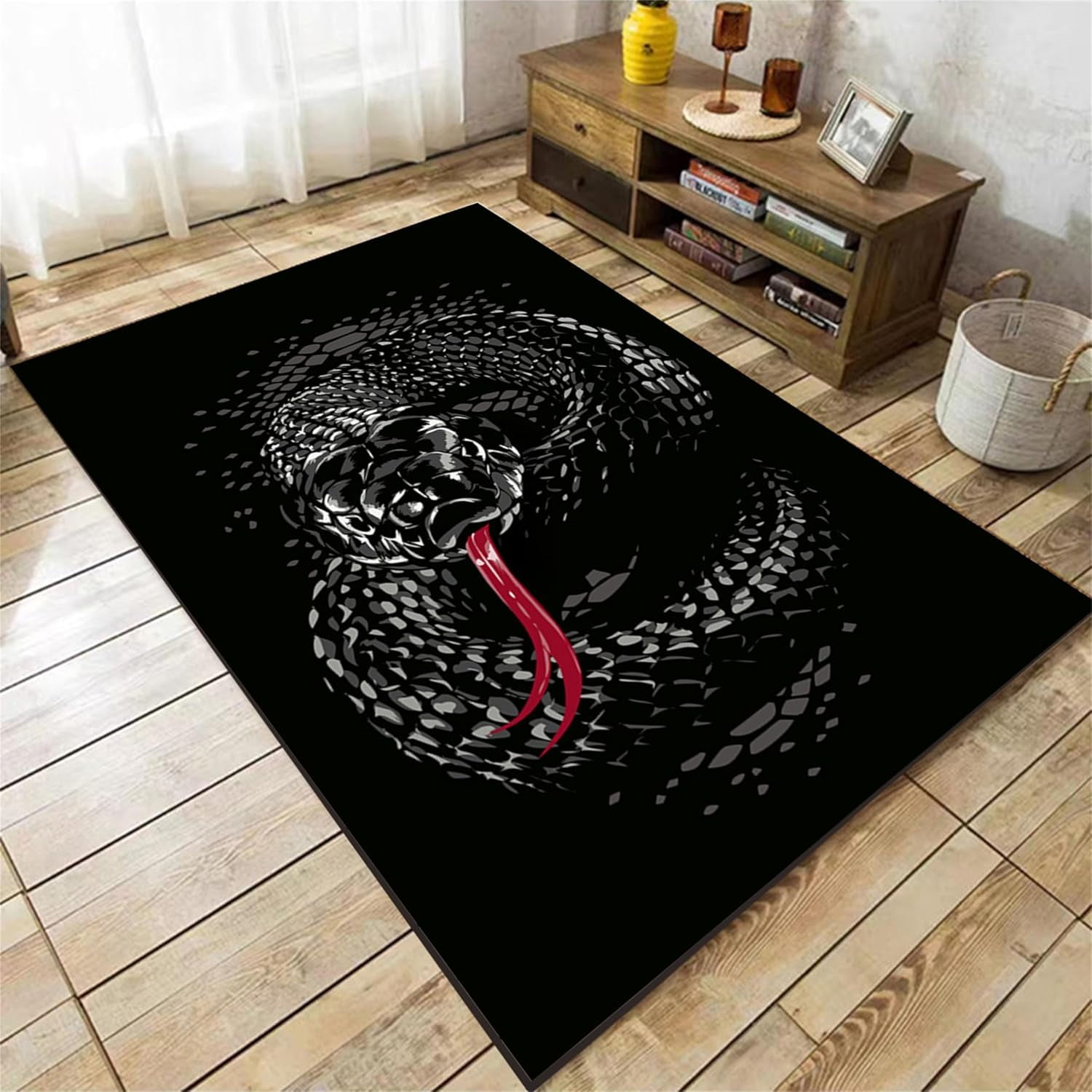 Snake Area Rug Scary Abstract African Wild Animals White Snake Design ...