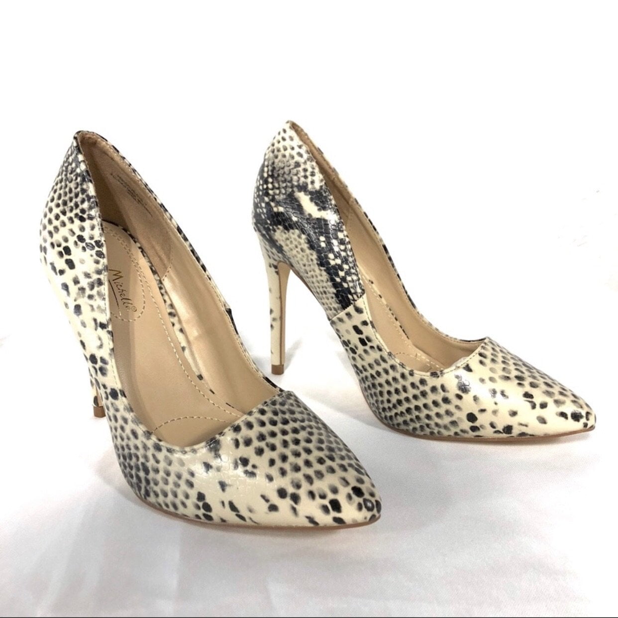 Snake Beige Heels Pumps Anne Michelle Pumps - Walmart.com