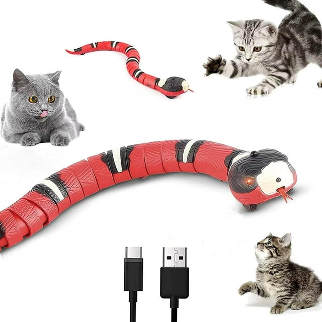 Rechargeable Motion Sensor Activated Electric Snake Cat Toy, Smart ...