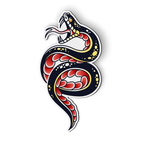 Snake Classic Tattoo Style - 5" Magnet for Car Locker Refrigerator ...