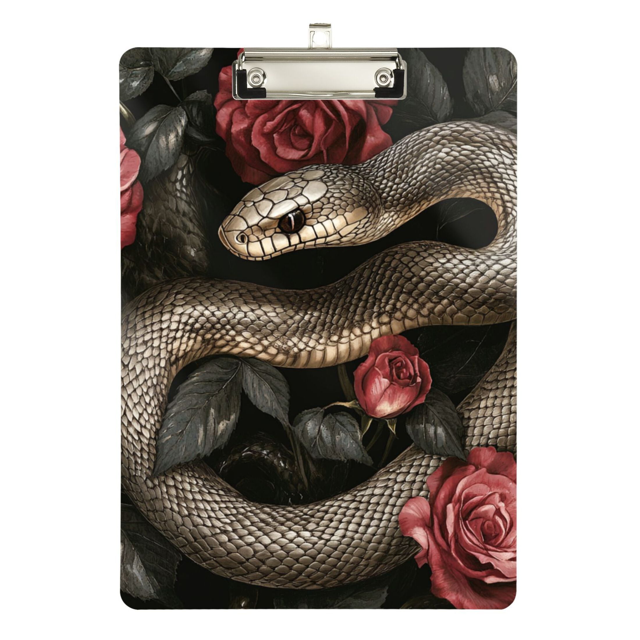 Snake Coiled on Roses Vintage Style Acrylic Clipboard Drawing Board ...