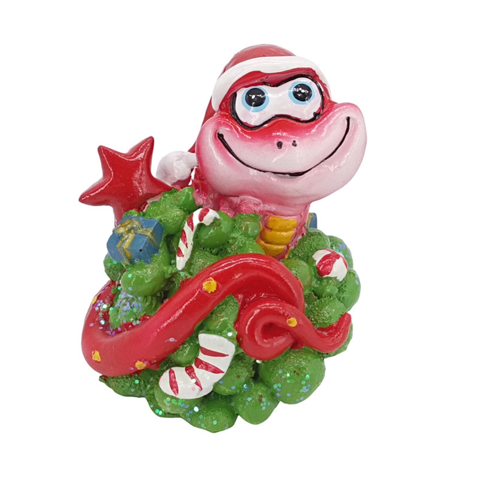 Snake Coin Bank Resin Cartoon Snake Figurine Hand-Painted Santa Hat ...