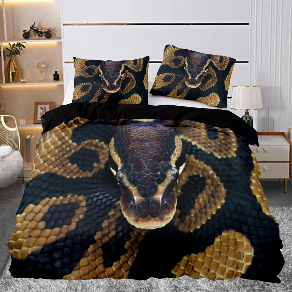 Snake Comforter Cover 3D Reptile Python Duvet Cover 2/3pcs Wild Animal ...