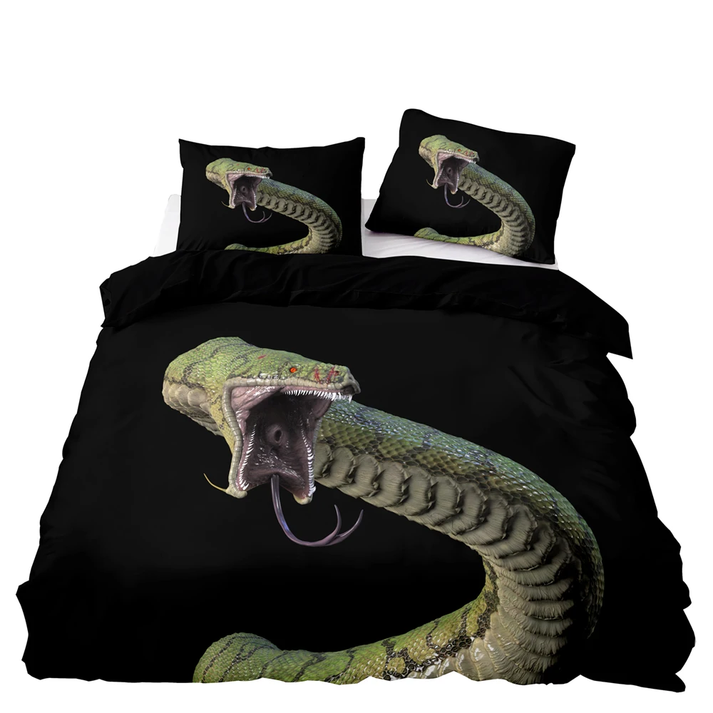 Snake Comforter Cover 3D Reptile Python Duvet Cover 2/3pcs Wild Animal ...