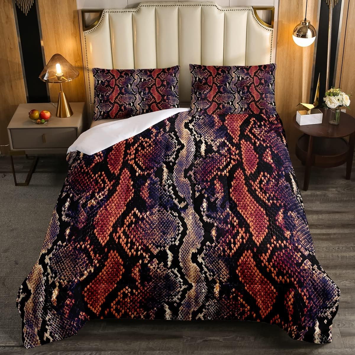 Snake Comforter Set Twin Brown Red Snakeskin Pattern Comforter Set ...