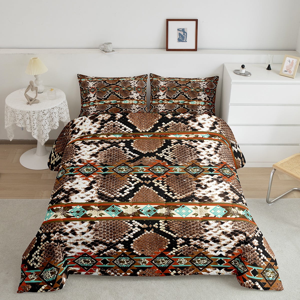 Snake Comforter Set Exotic Snake Hide Bedding Set Ethnic Tribal Arrow ...