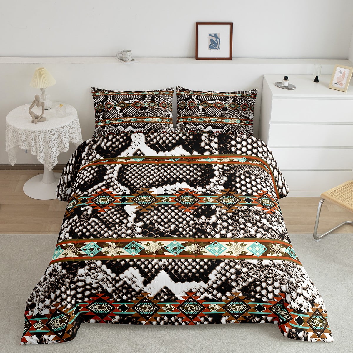 Snake Comforter Set Grey Snake Hide Bedding Set Exotic Ethnic Tribal ...
