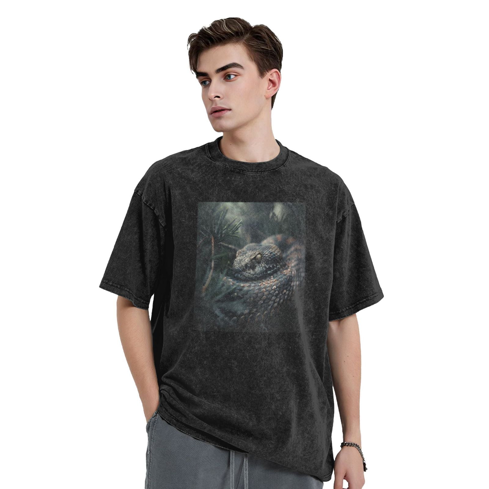 Snake Creepy Men's Vintage Oversized T-Shirts - Walmart.com