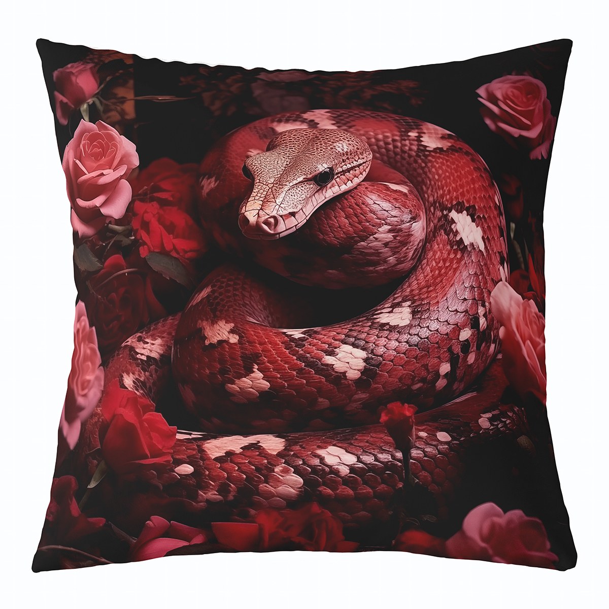 Snake Cushion Cover 20x20 Inch Red Dragon Scale Throw Pillow Cover 3D ...