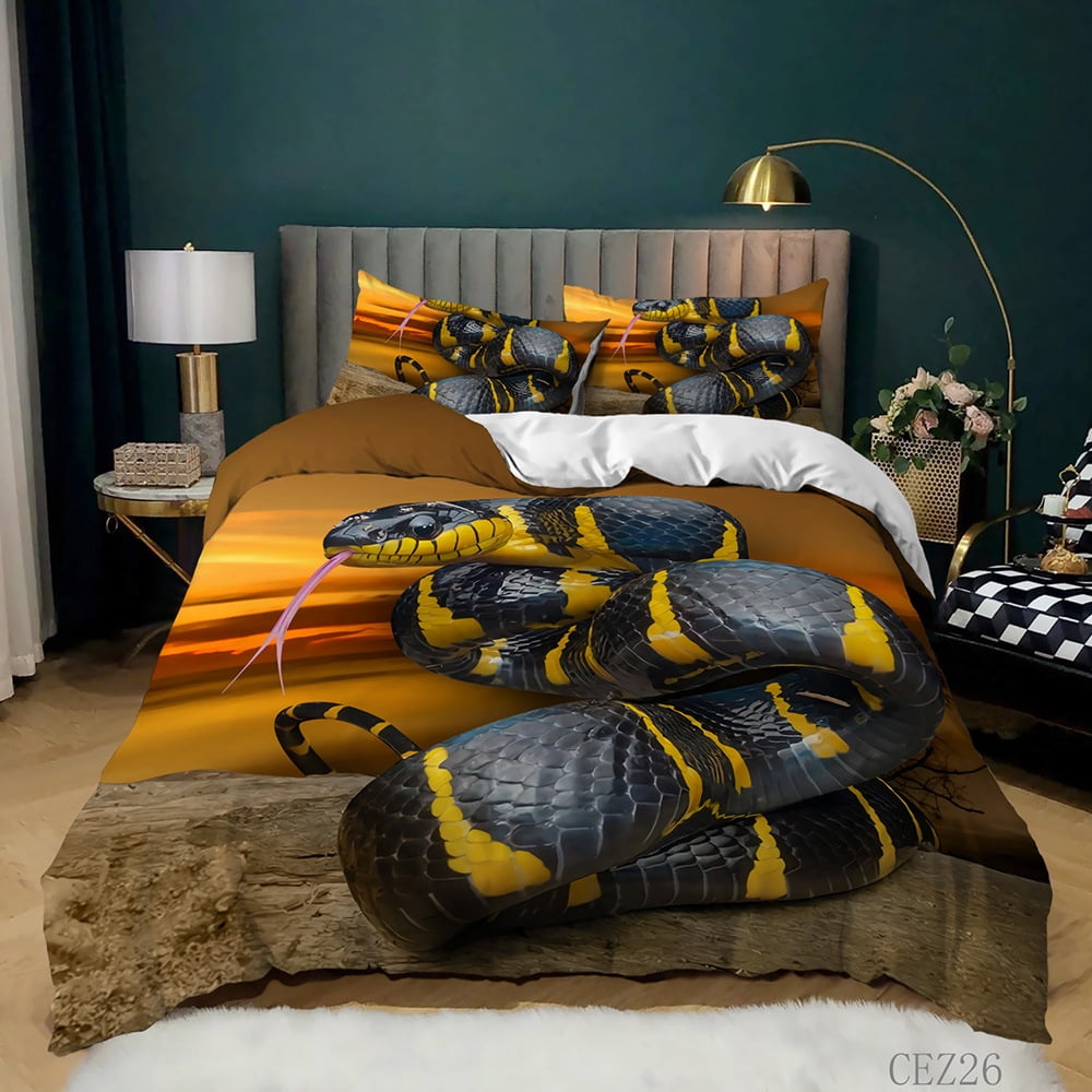 Snake Duvet Cover Set 3D Python Polyester Comforter Cover Reptile ...