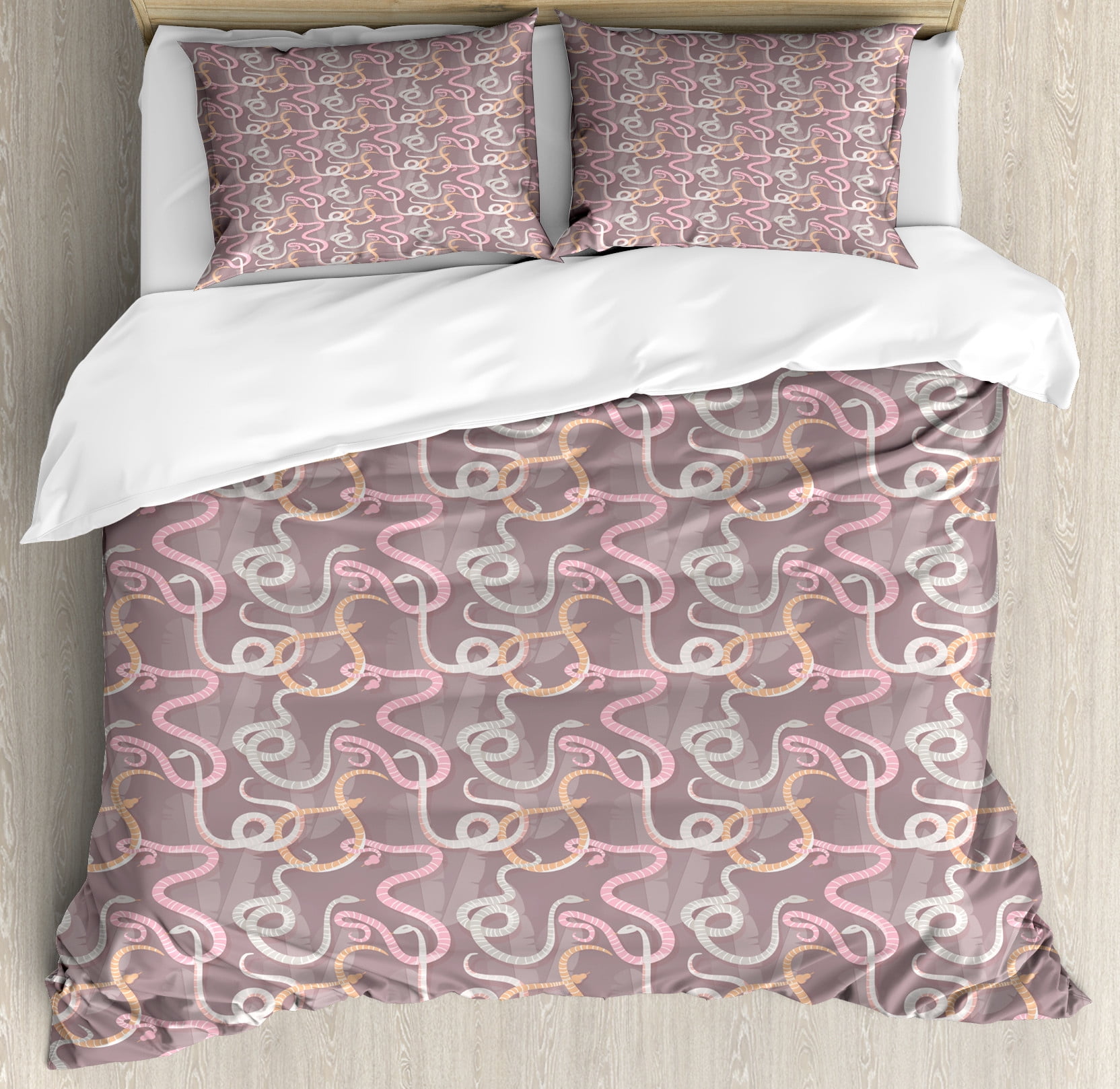 Snake Duvet Cover Set, Continuous Forest Reptilian Amazonian Fauna in ...