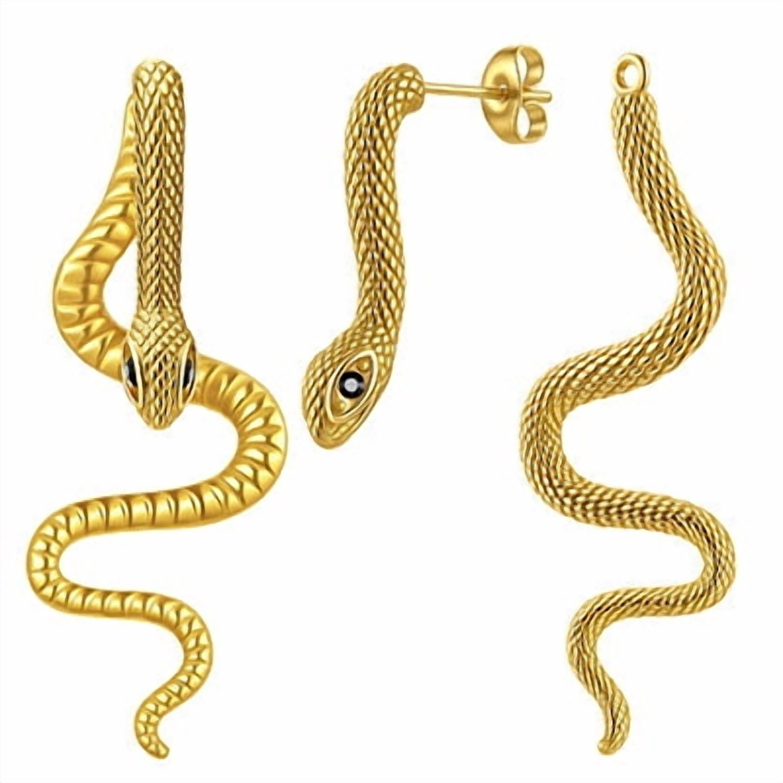 Snake Earrings for Women Men, Punk Gothic Stainless Steel Stud Earrings ...