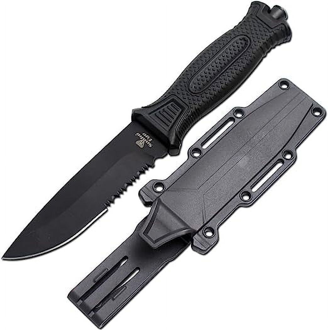 Snake Eye Tactical 10" Heavy Duty Fixed Serrated Blade Hunting Knife ...