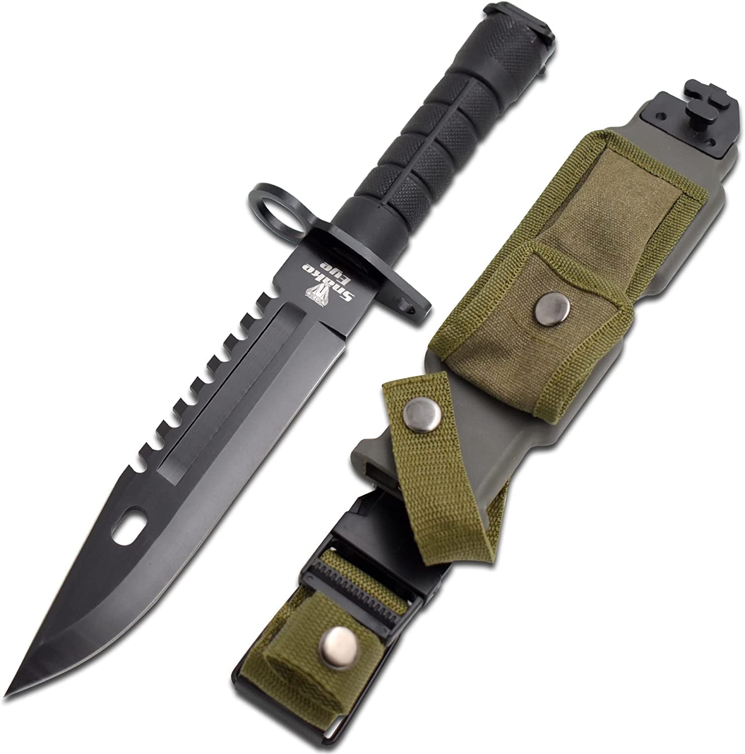 Snake Eye Tactical Fixed Blade Survival Knife, 13-Inch Overall (Black ...