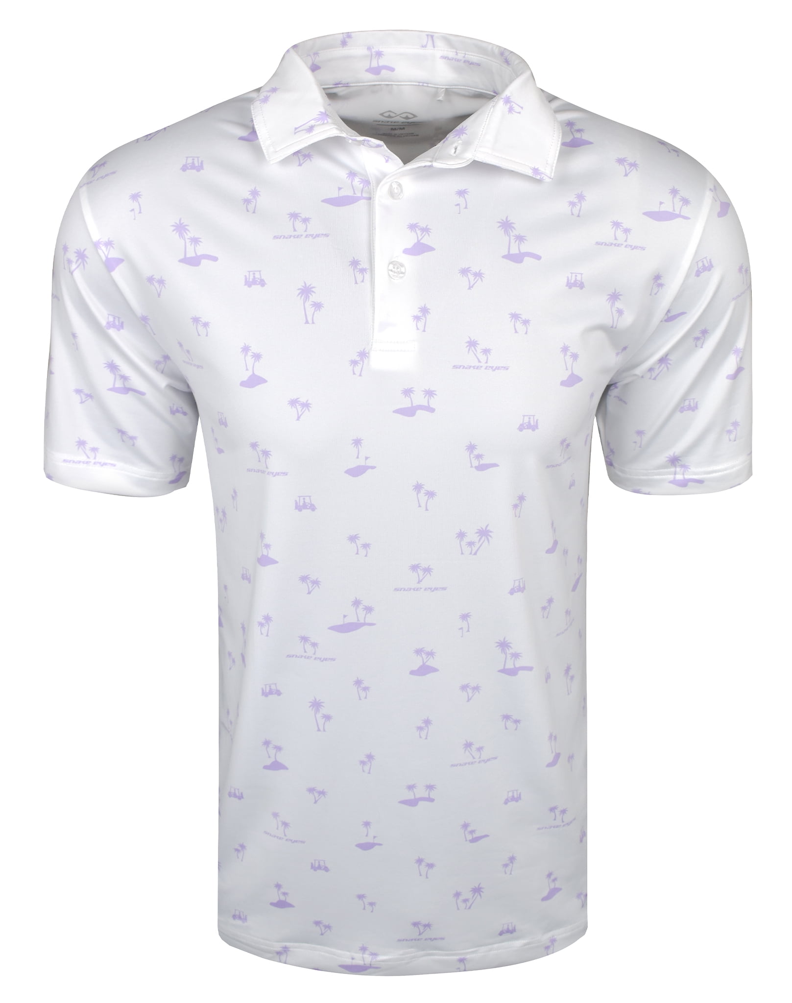 Snake Eyes Golf Palm Trees Print Polo White/Lavendar Large - Walmart.com