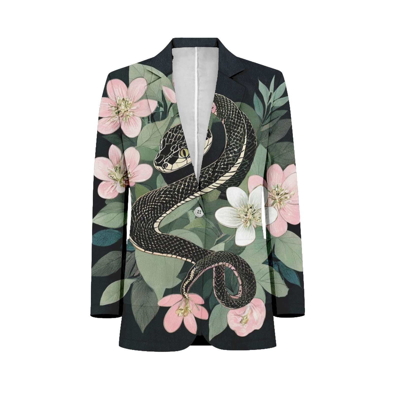 Snake Floral Jungle Print Mens Suits Shawl Collar Slim Fit Suit Mens ...