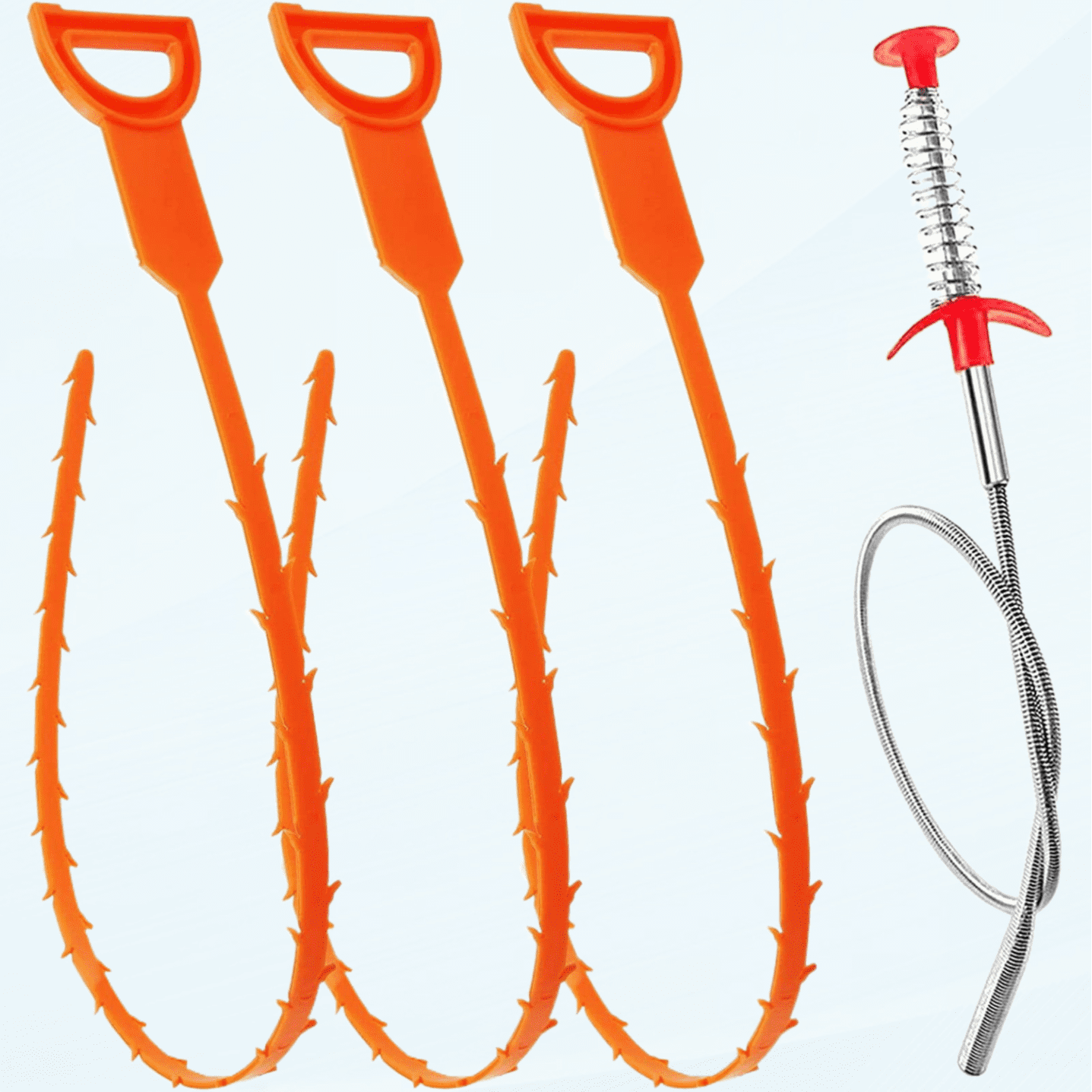 Snake Hair Drain Clog Remover Tool, 3 Plastic Sink Snakes and 1 Drain ...