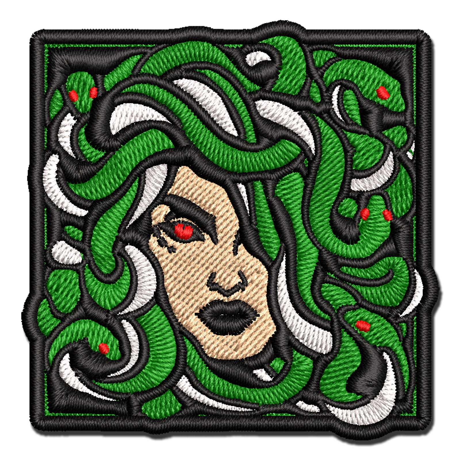 Snake Haired Gorgon Medusa Greek Myth Applique Multi-Color Embroidered Hook & Loop Patch - 2.5 ...