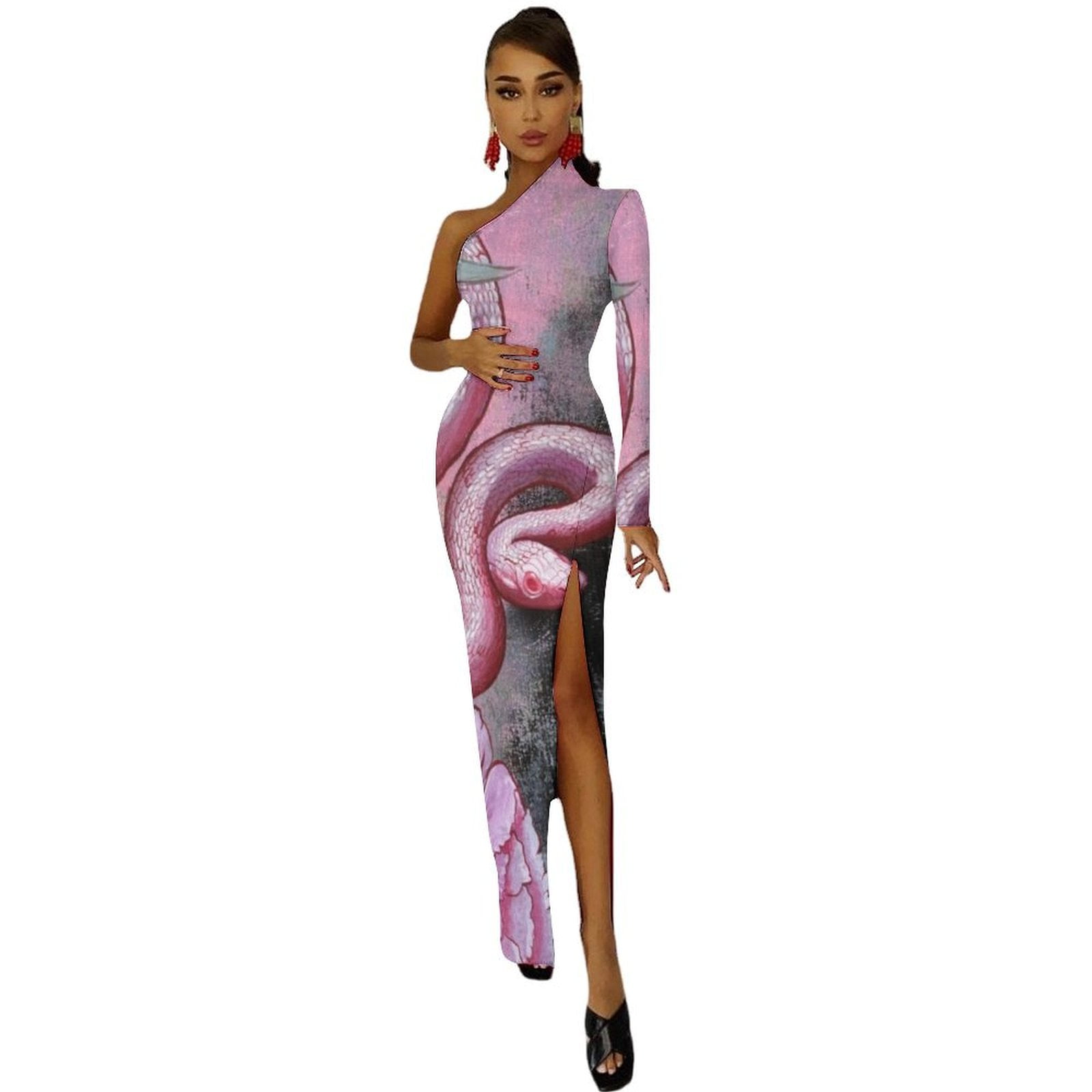 Snake Half Dleeve Split Dress Cocktail of dresses Long dress luxury ...