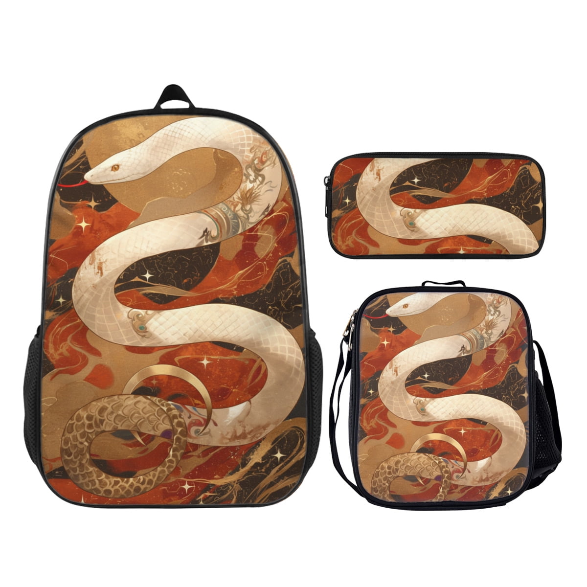Snake Kawaii Backpack Lunch Box Pencil Bag Set Bag Set Cartoon Backpack ...