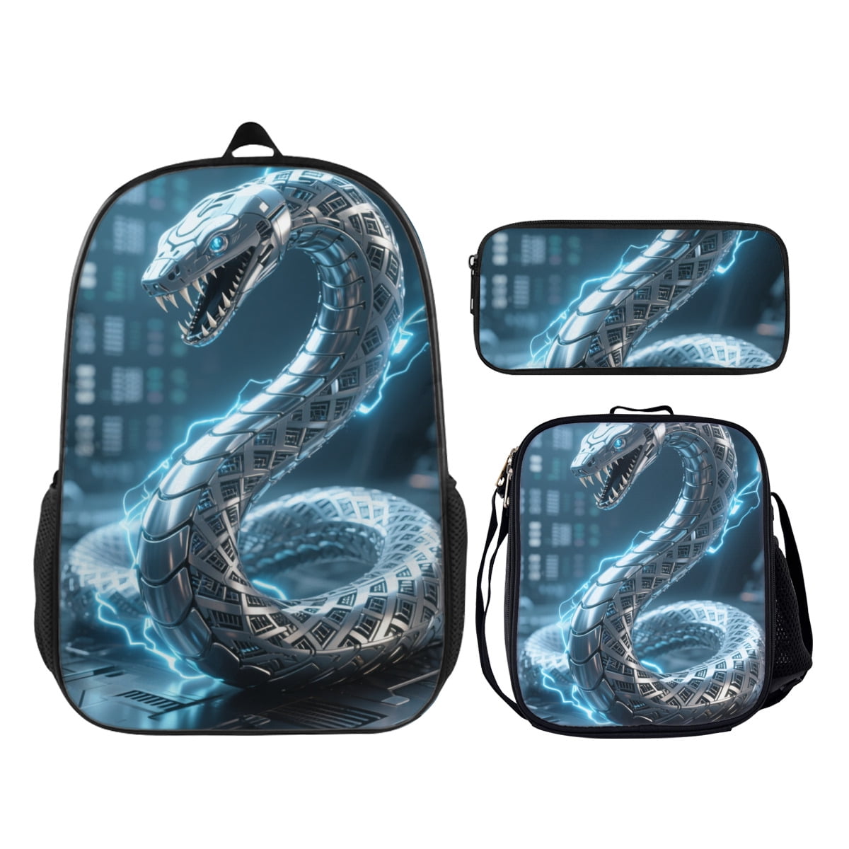 Snake Kawaii Backpack Lunch Box Pencil Bag Set Bag Set Cartoon Backpack ...