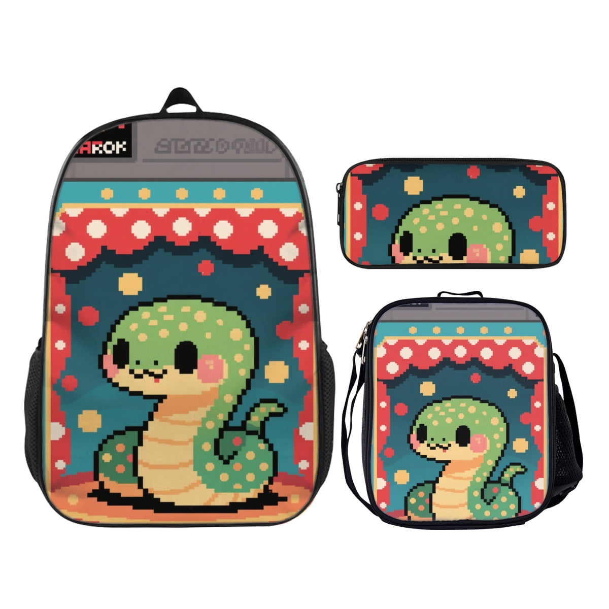 Snake Kawaii Backpack Lunch Box Pencil Bag Set Bag Set Cartoon Backpack ...
