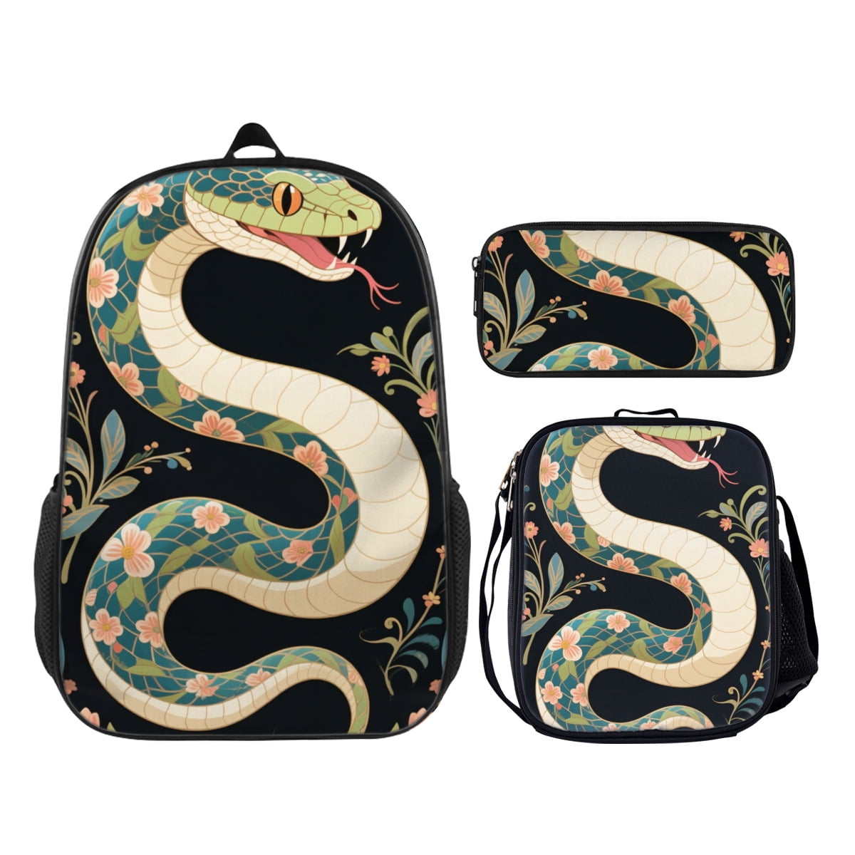 Snake Kawaii Backpack Lunch Box Pencil Bag Set Bag Set Cartoon Backpack ...