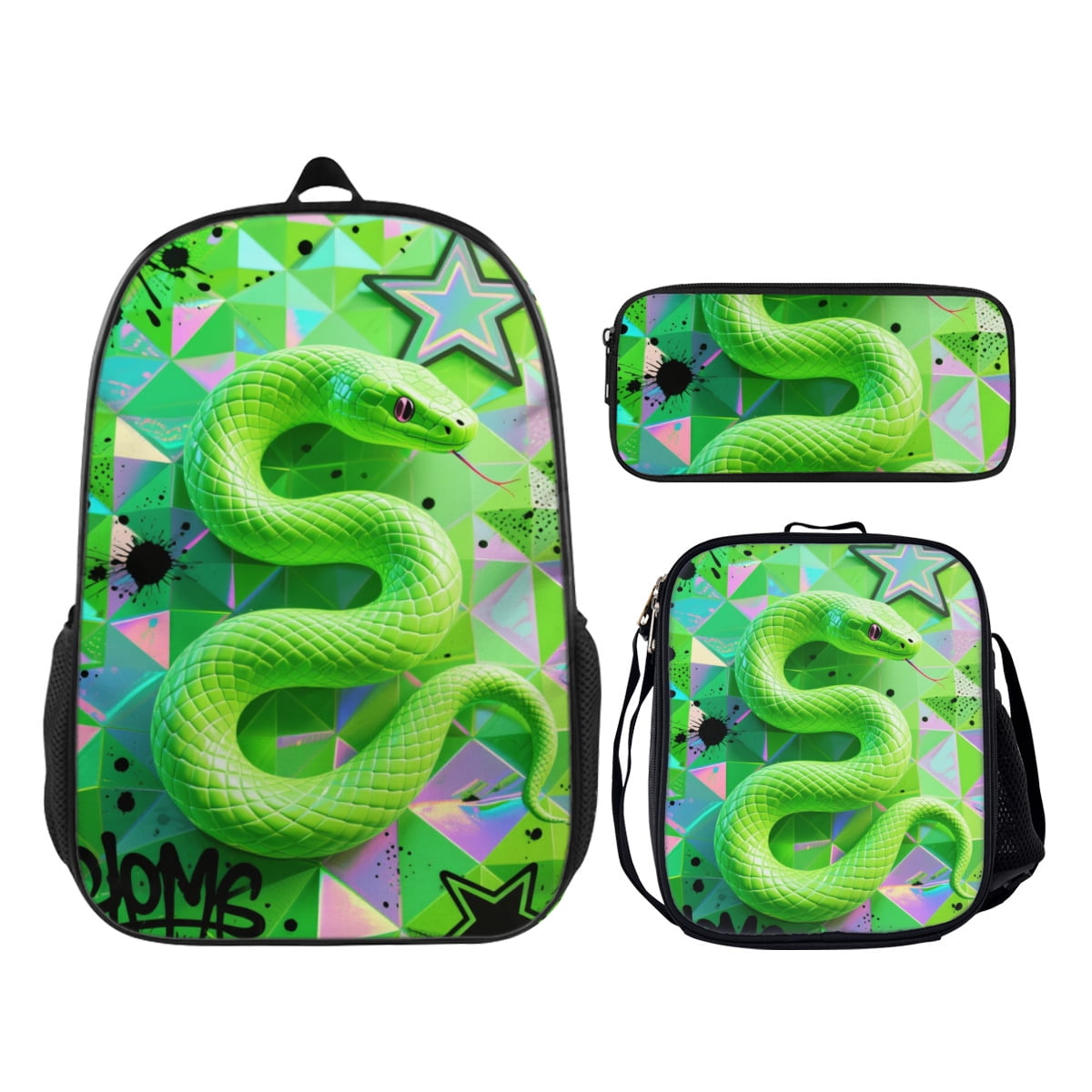 Snake Kawaii Backpack Lunch Box Pencil Bag Set Bag Set Cartoon Backpack ...