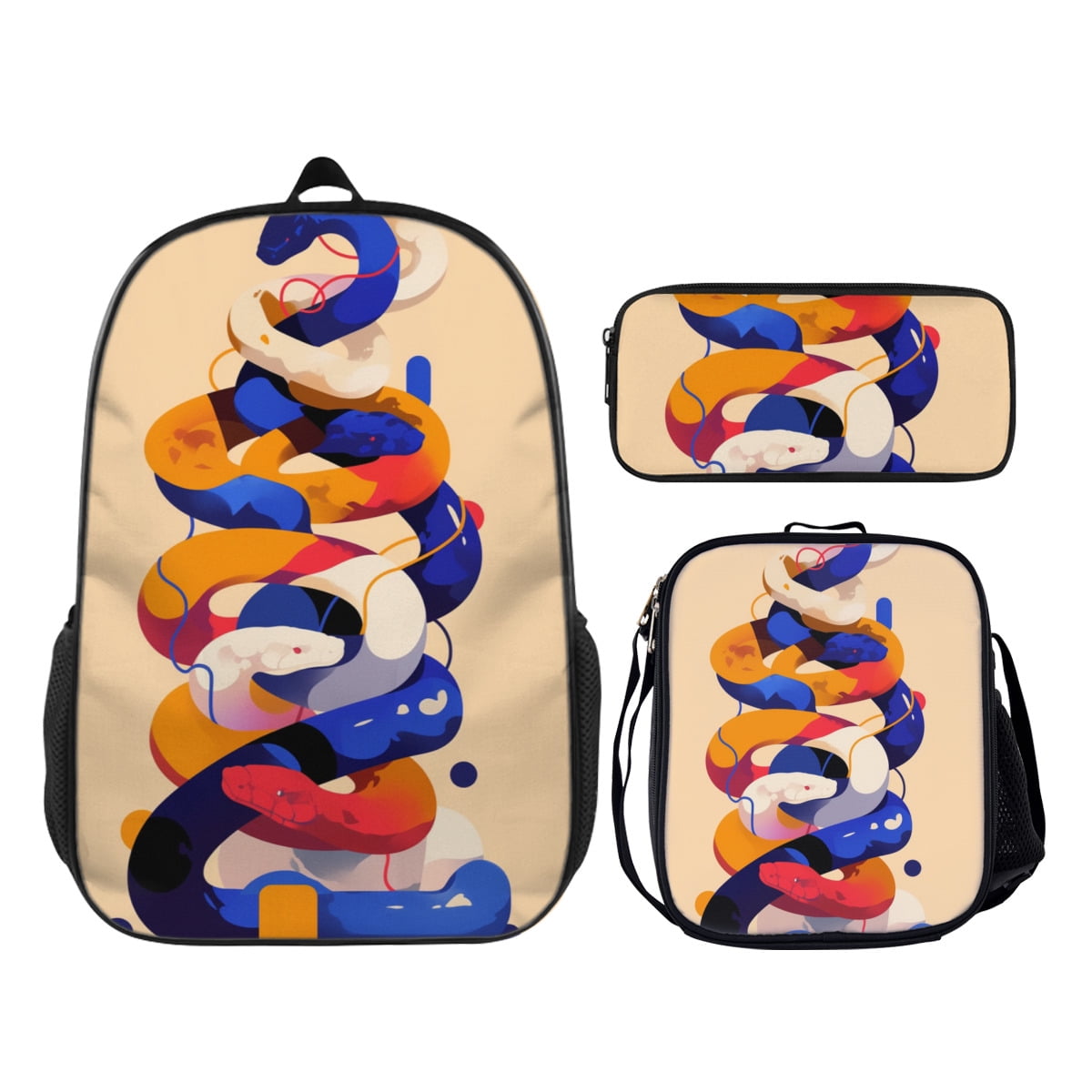 Snake Kawaii Backpack Lunch Box Pencil Bag Set Bag Set Cartoon Backpack ...