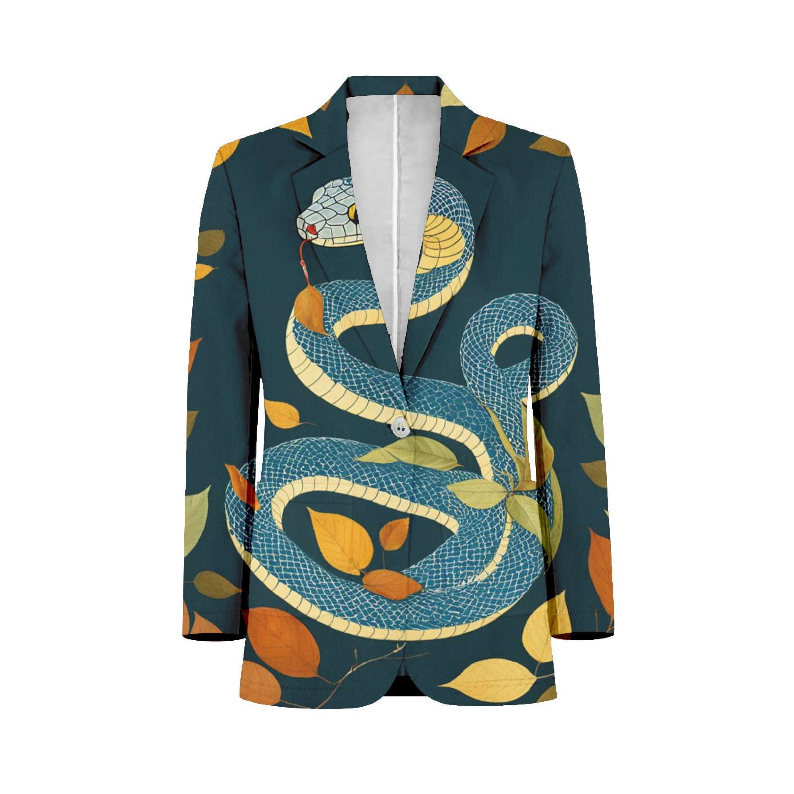 Snake Leaf Print Fabric Customized Men's Suits full man Shawl Collar ...