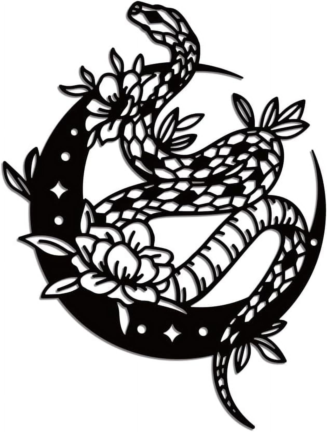 Snake Moon Phase Metal Wall Art Decor Boho Floral Moon Snake Art Wall ...