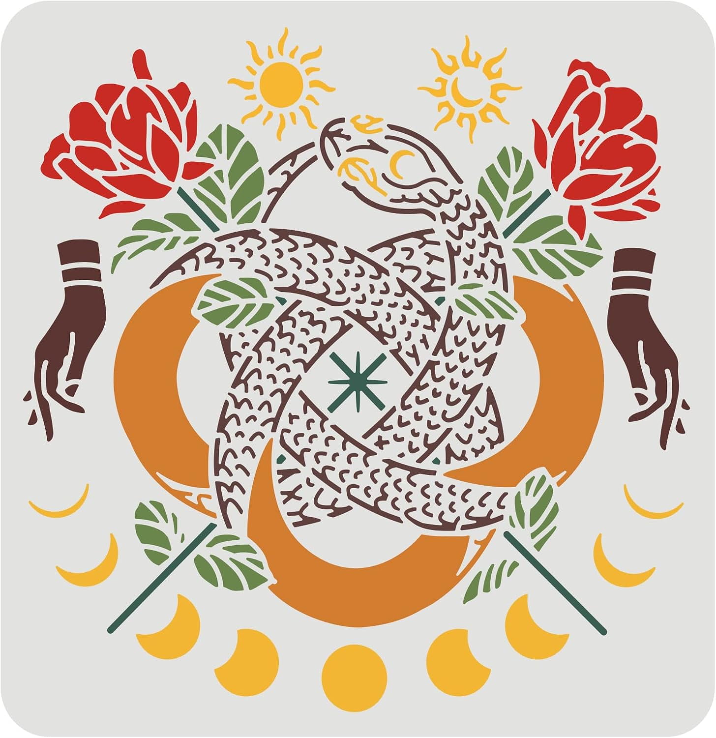 Snake Painting Stencils 11.8x11.8 inch Moon Phase Stencil Plastic Snake ...