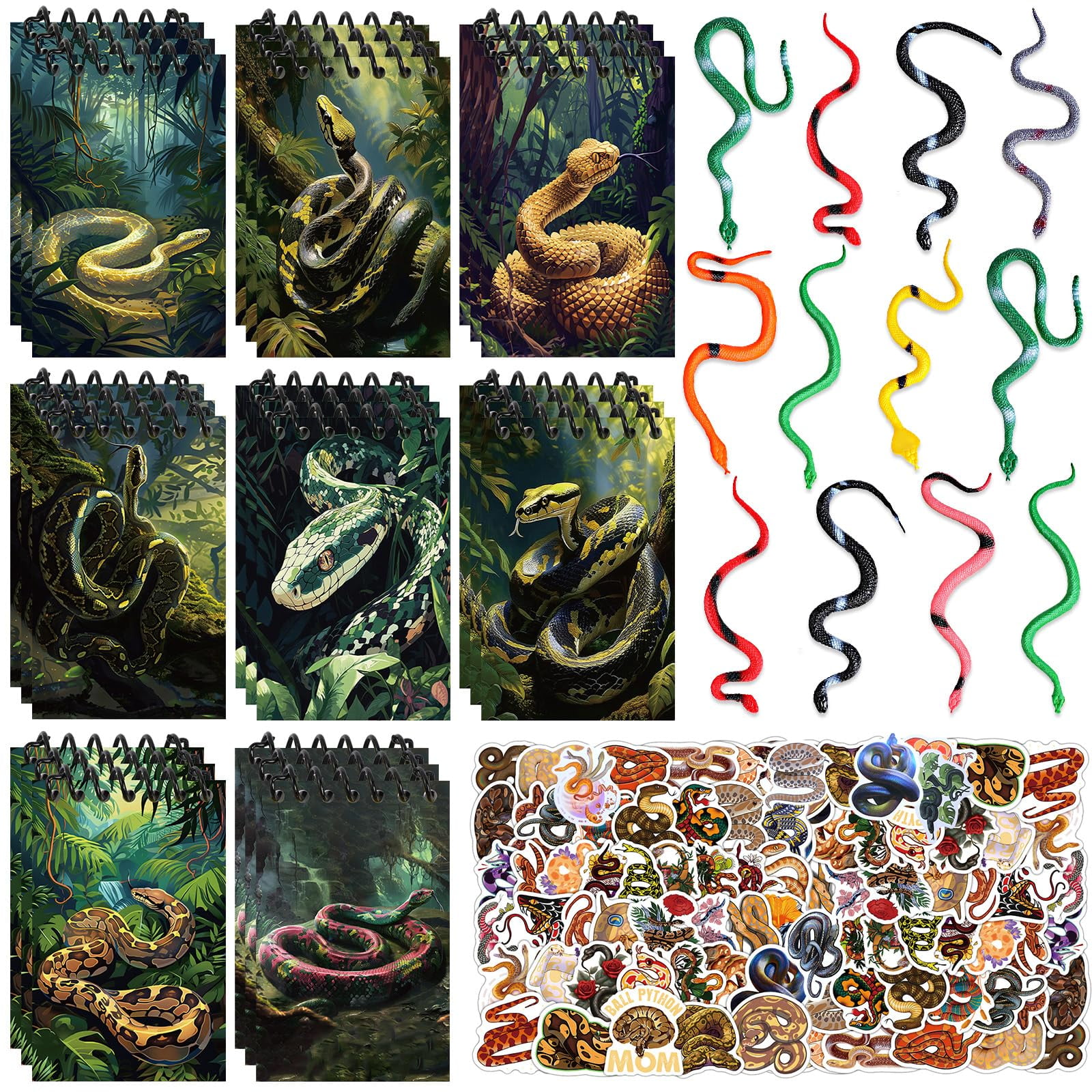 Snake Party Decorations Gifts Plastic Rubber Snakes Mini Notebooks ...