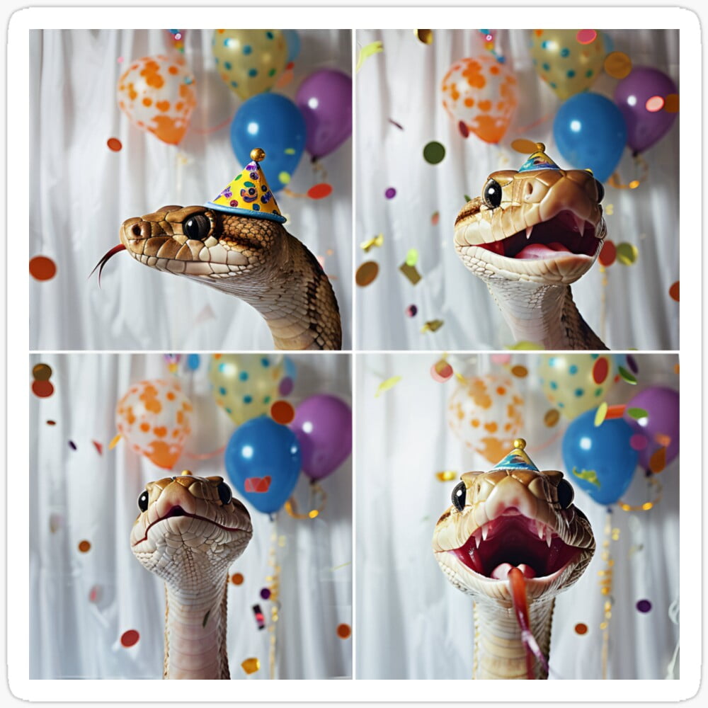 Snake In Party Hat Cute Reptile Birthday Stickerphone Decal Water ...