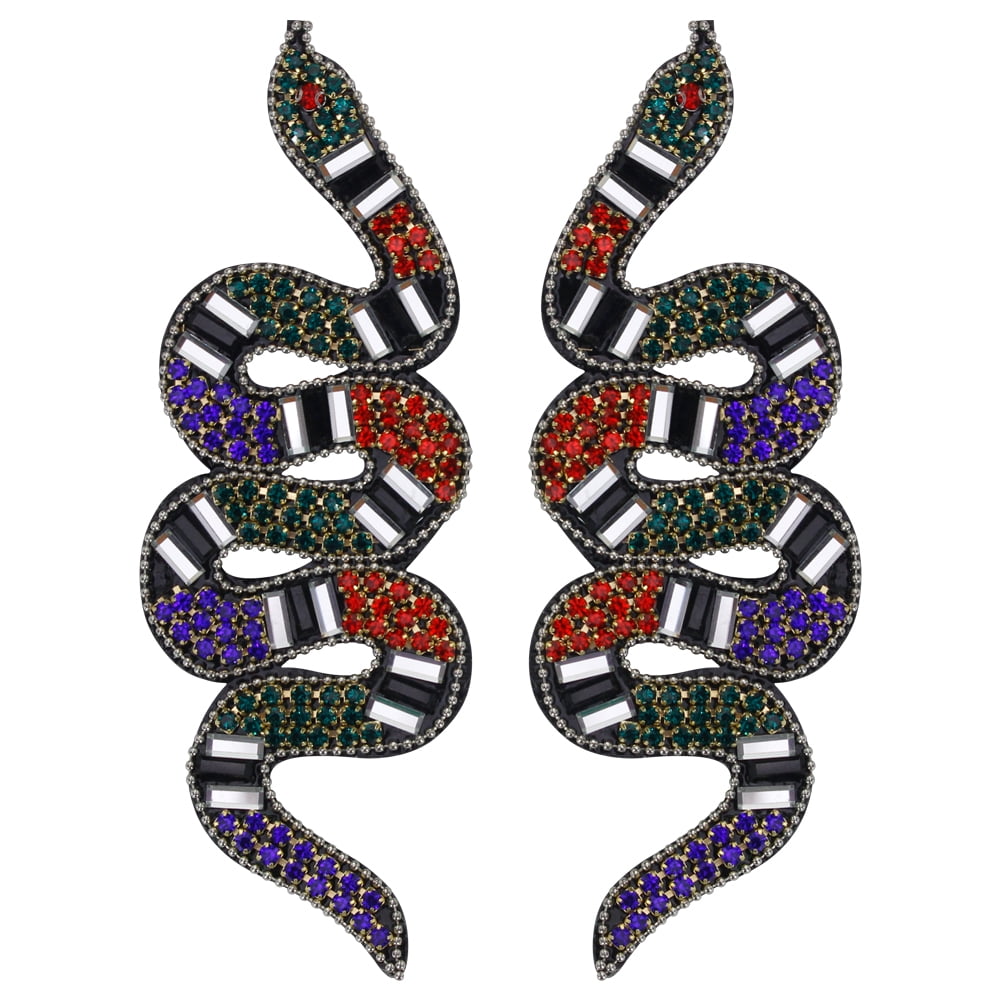 Snake Patches Rhinestones Snake Pair Badges Sew on Patches Motif ...