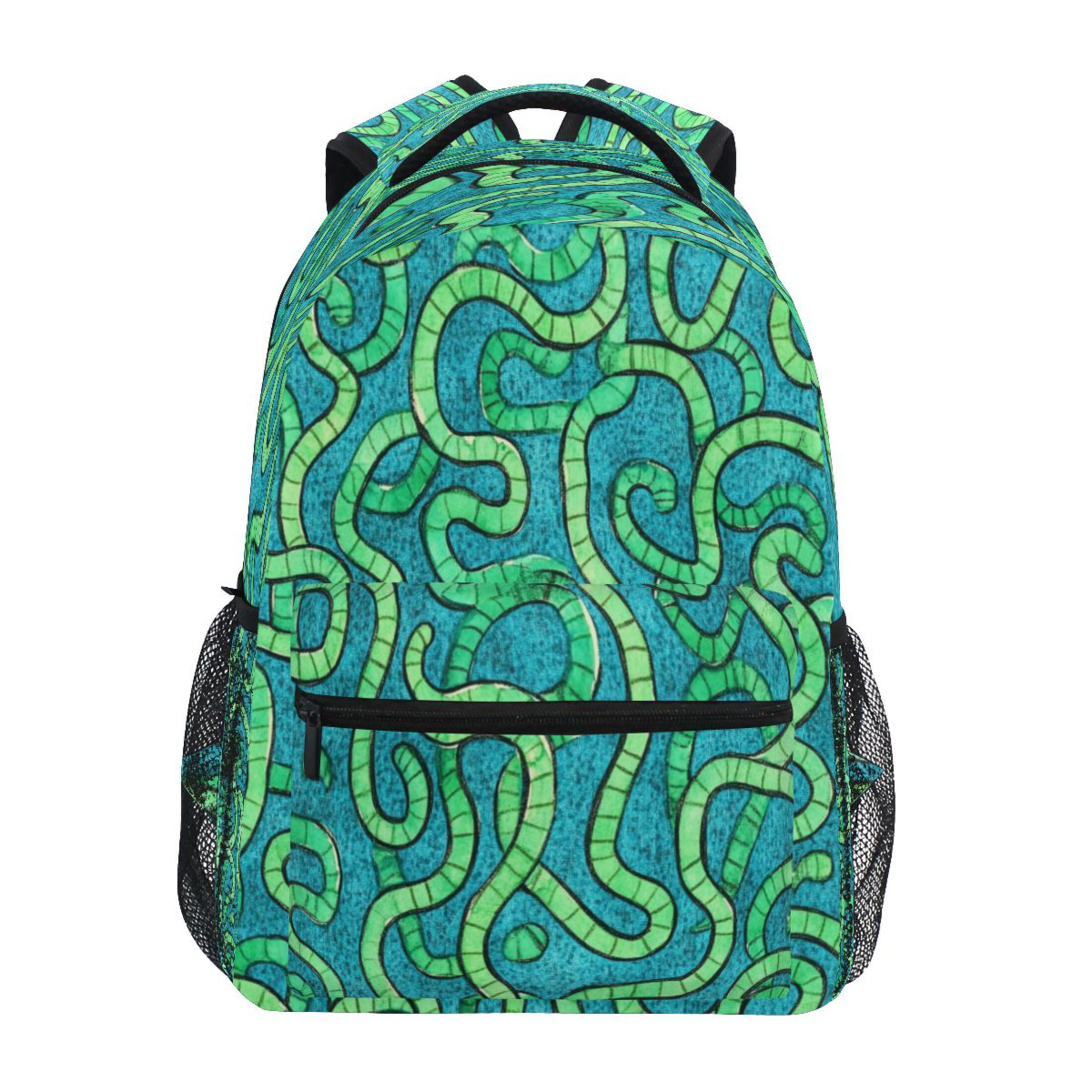 Snake Pattern Stylish Large Backpack 15L Self-Standing Durable Twill for School, Office and ...