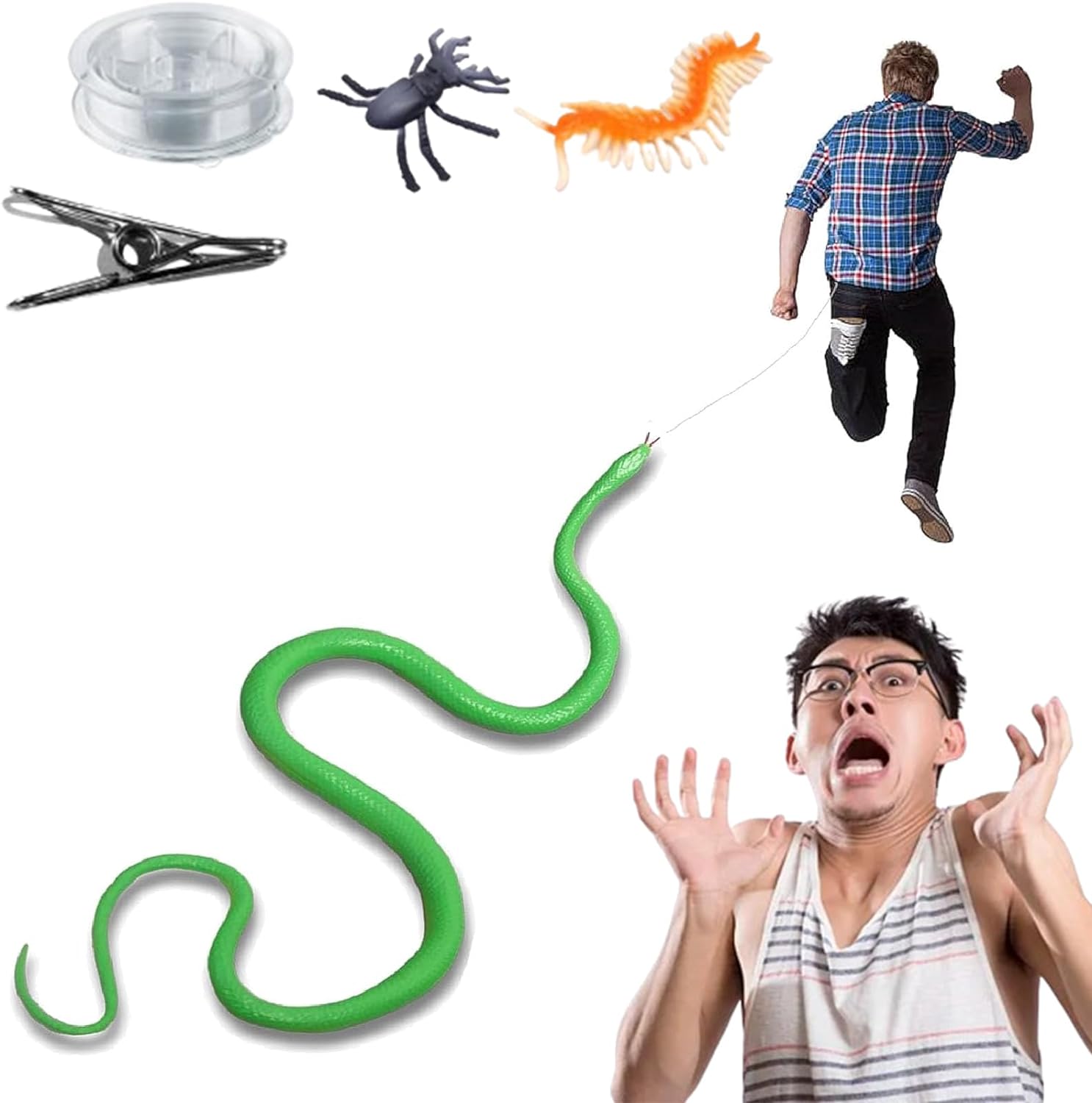 Snake Prank with String Clip - Clip on Snake Prank, Snake on a String ...