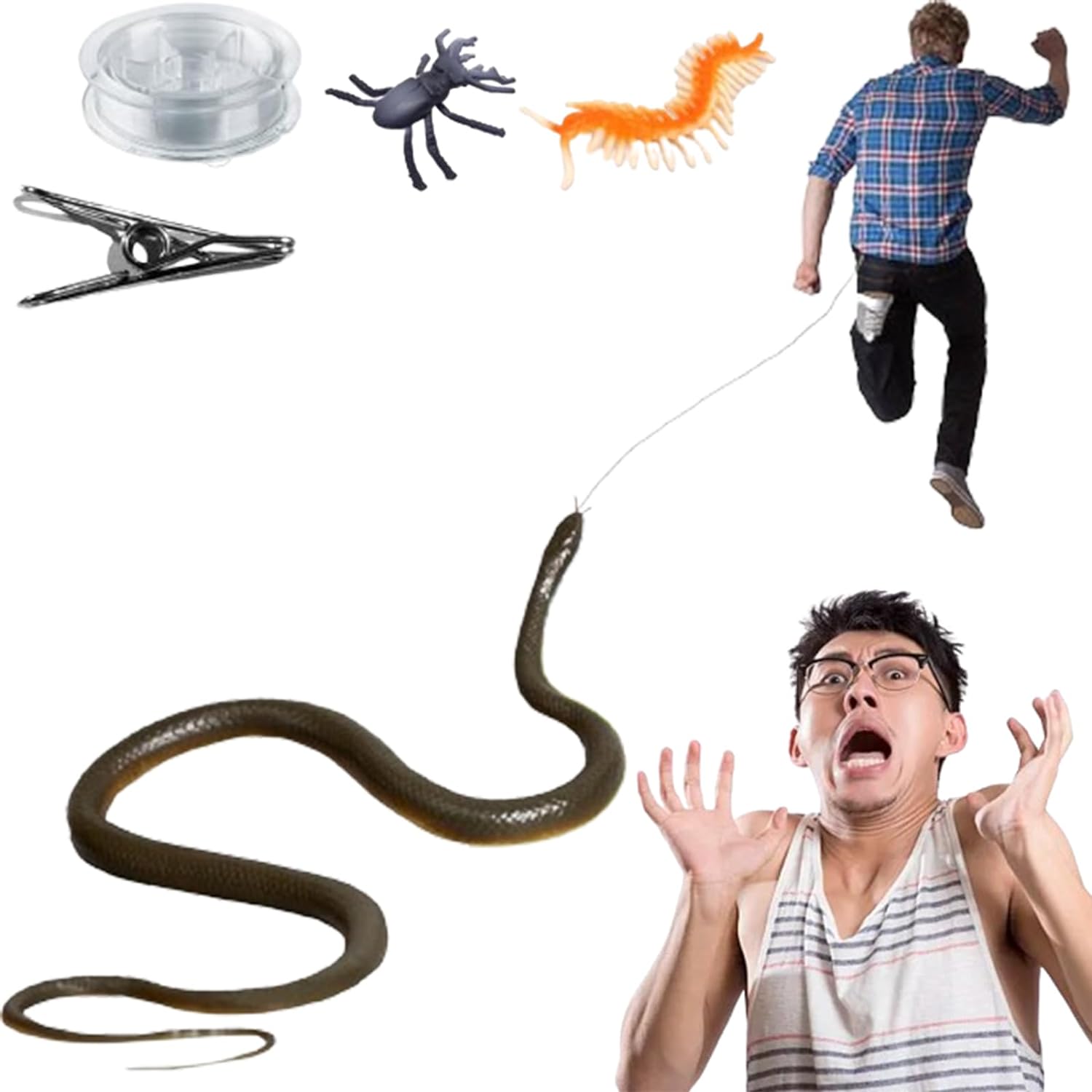 Snake Prank with String Clip - Clip on Snake Prank, Snake on a String ...