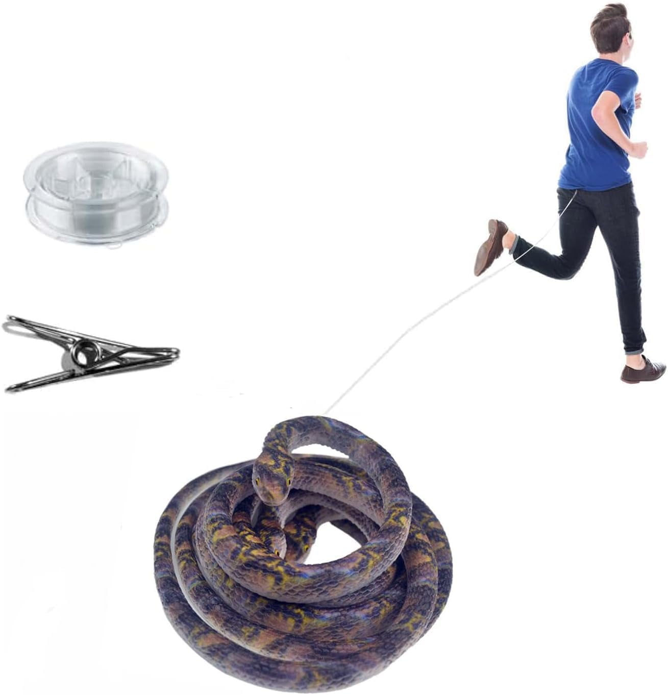 Snake Prank with String Clip, Prank Snake Toy, Fake Snake on a String ...