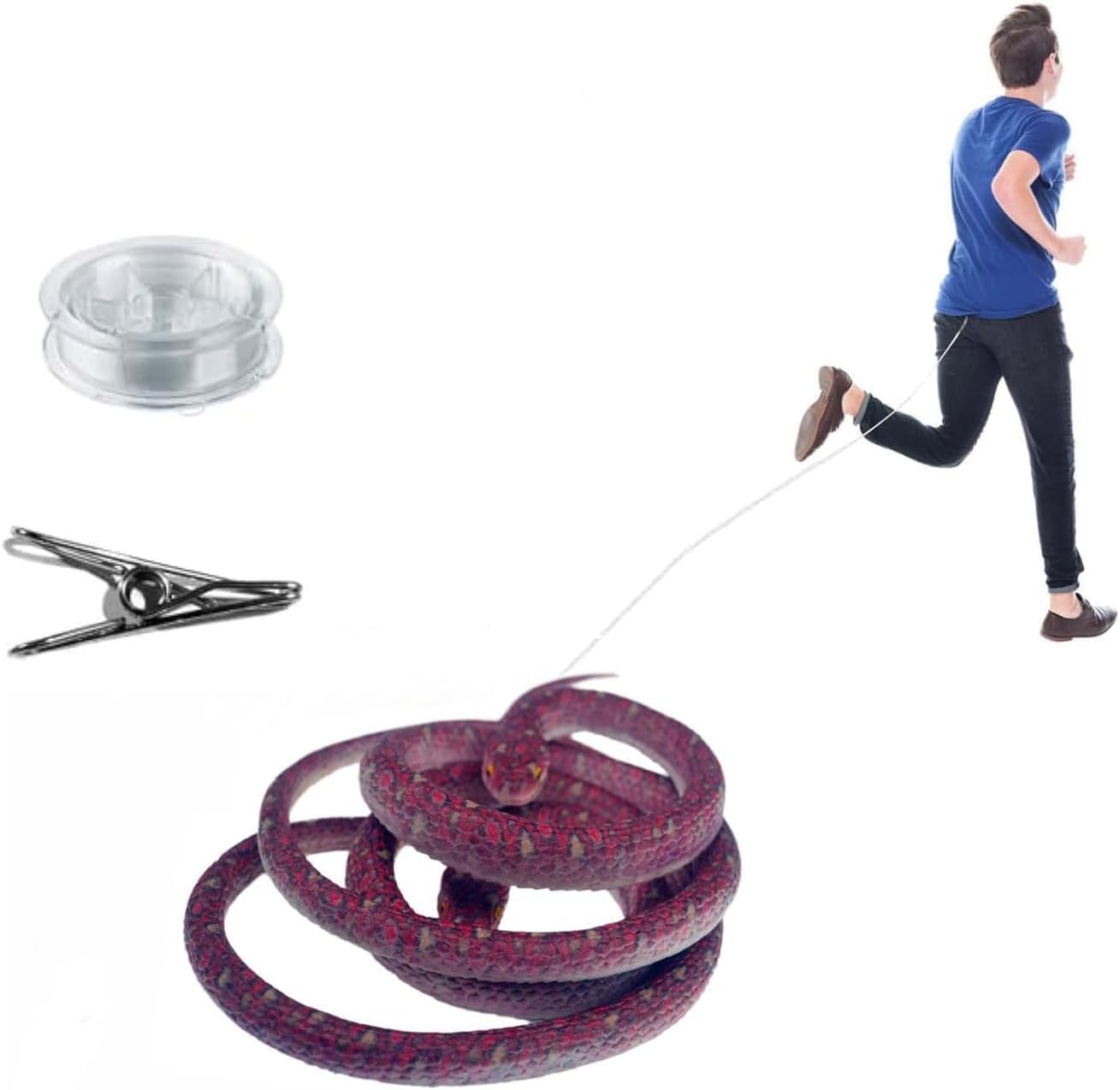 Snake Prank with String Clip, Prank Snake Toy, Fake Snake on a String ...