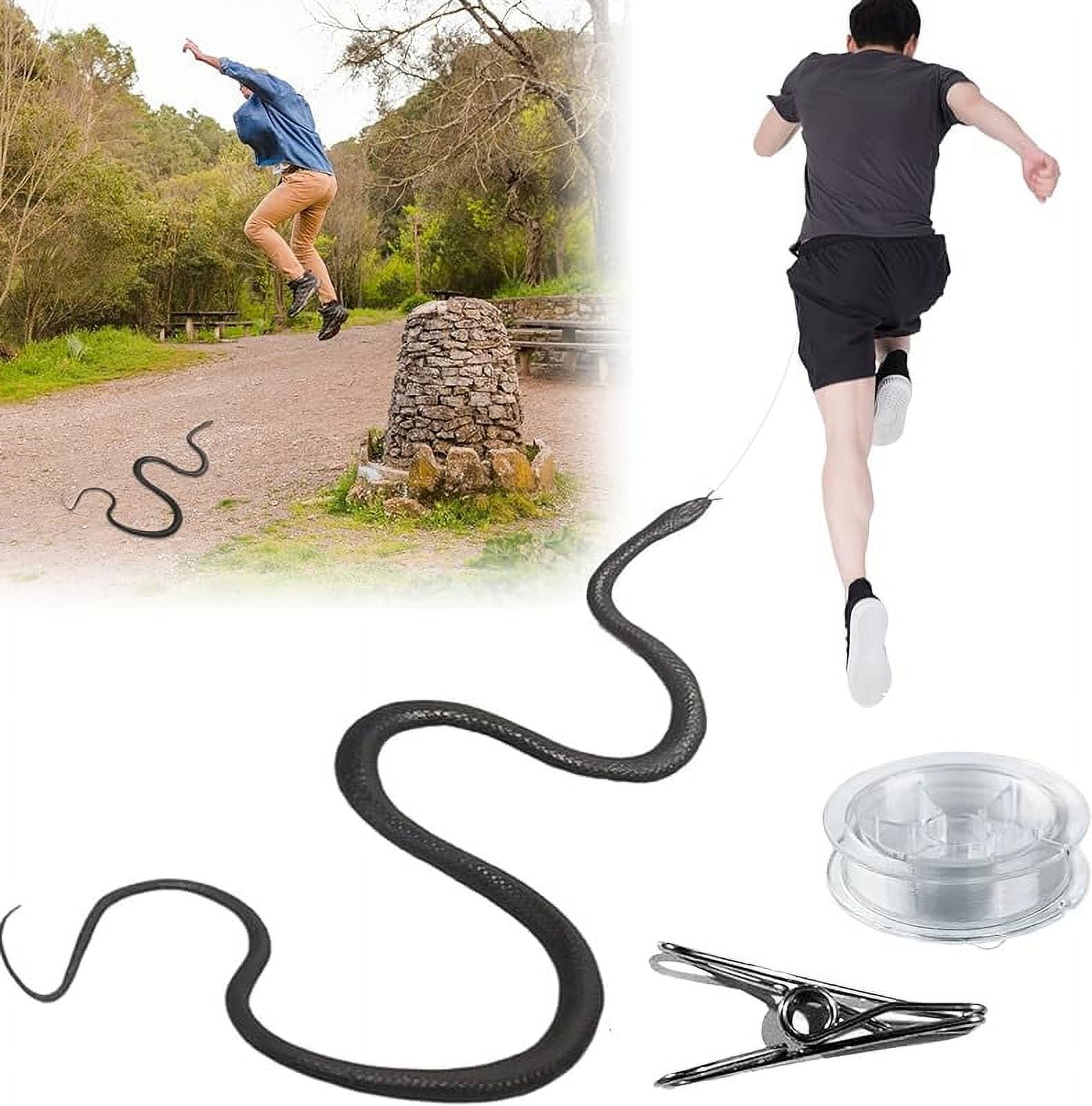 Snake Prank with String Clip, Lifelike Fake Snake Toys, Rubber Snake ...