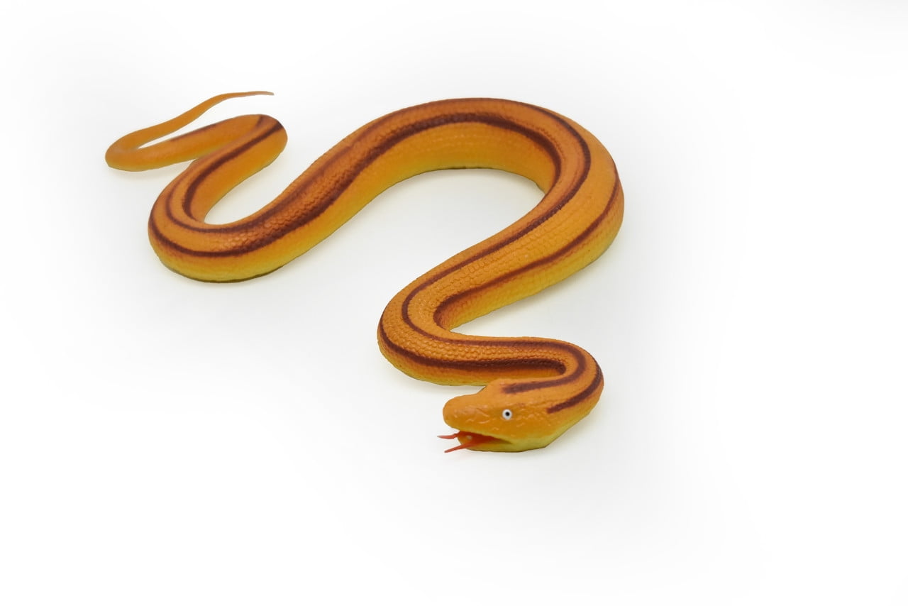 Rat Snake Toy, Orange, Red Stripes, Realistic Model Animal, Kids ...