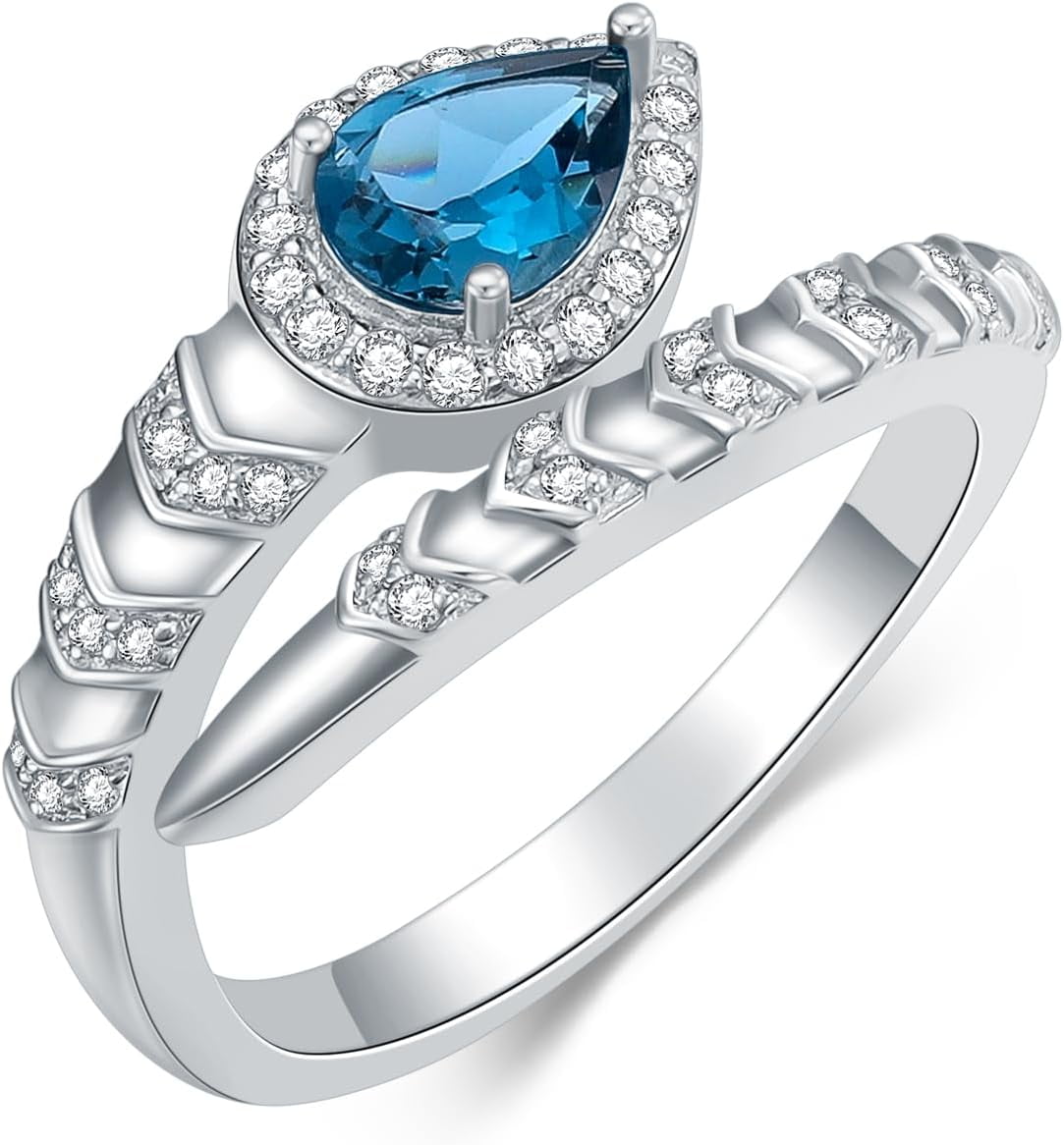 Snake Rings for Women 925 Sterling Silver Real Natural London Blue ...