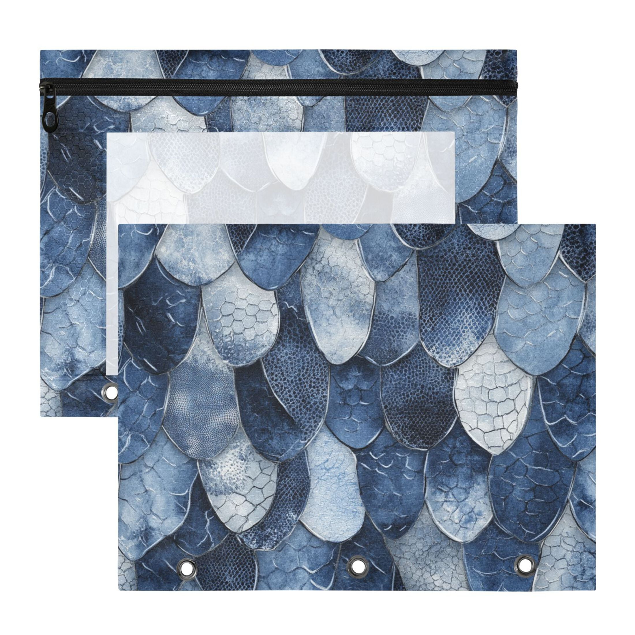 Snake Scale 3-Ring Binder Pouches A4 Size Zipper Pocket File Storage 2 ...